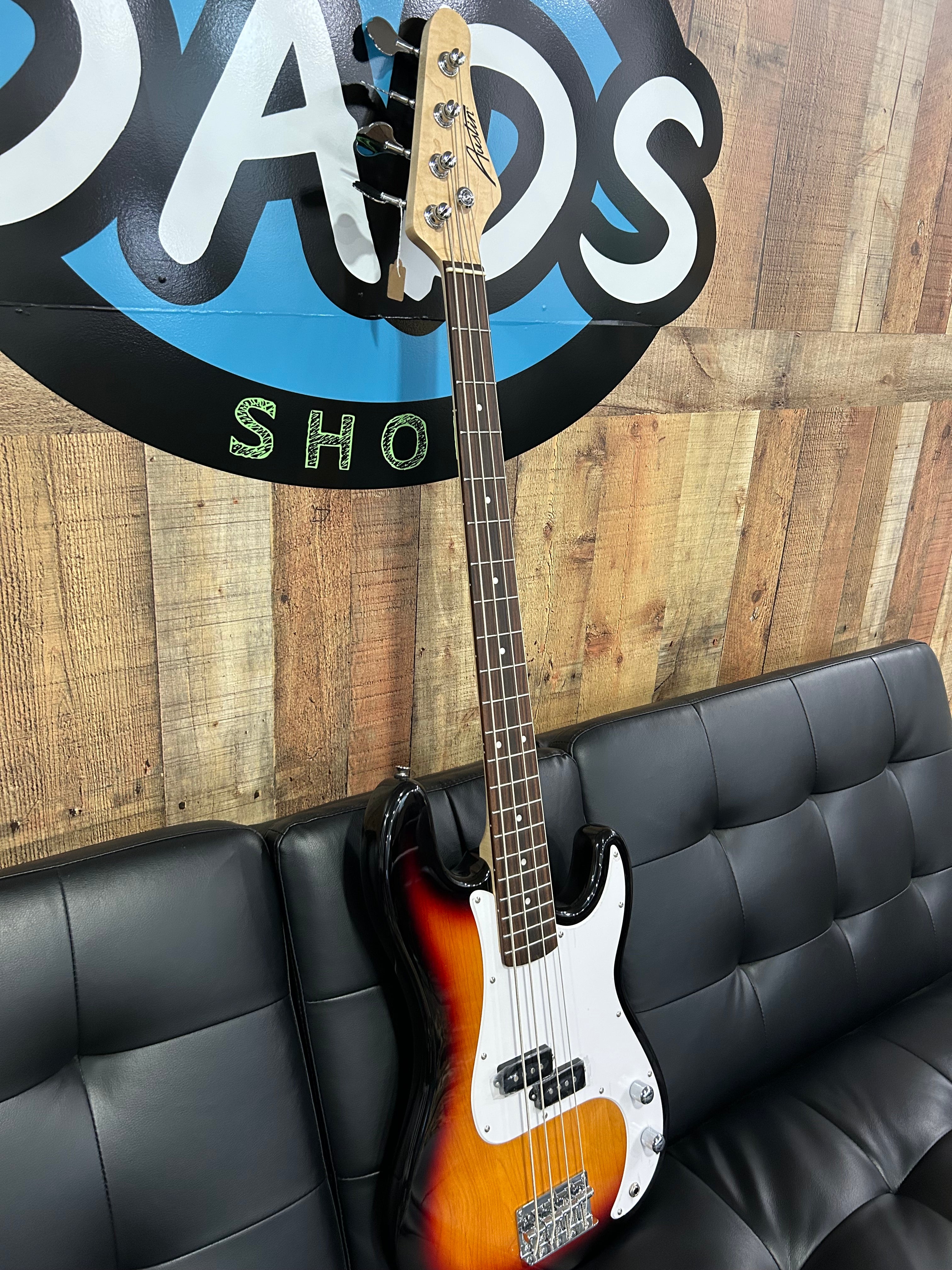 Austin Classic Double Cutaway Bass, Sunburst – Dads Music Shop